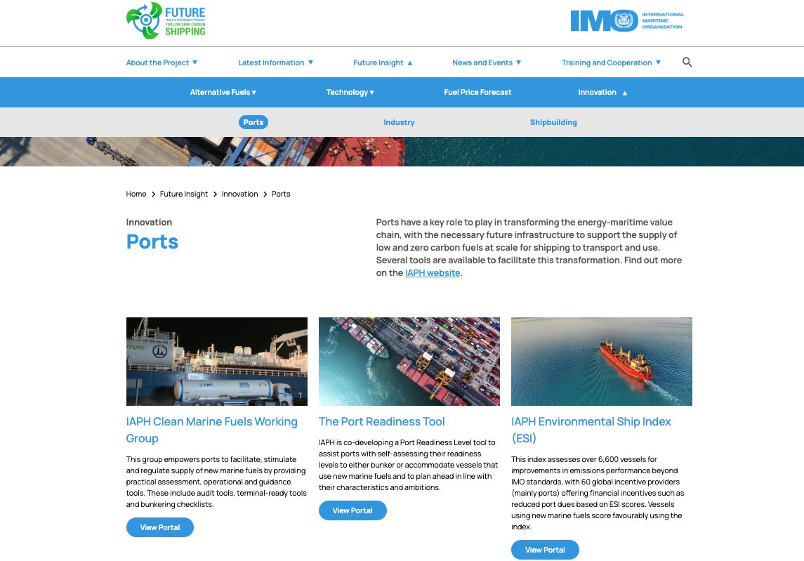 IAPH supports IMO on the launch of a new Future Fuels and Technology portal